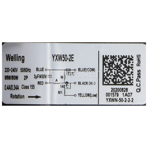 Single Phase A Synchronous Motor : Welling YXW50-2E YXWN – 50- 2- 2 98W ...