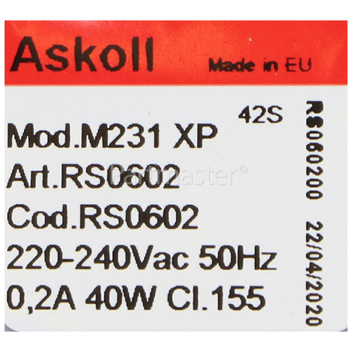 D/W/W/M. Drain Pump : M231 XP / (Round Top, Screw On Fitting) Type ...