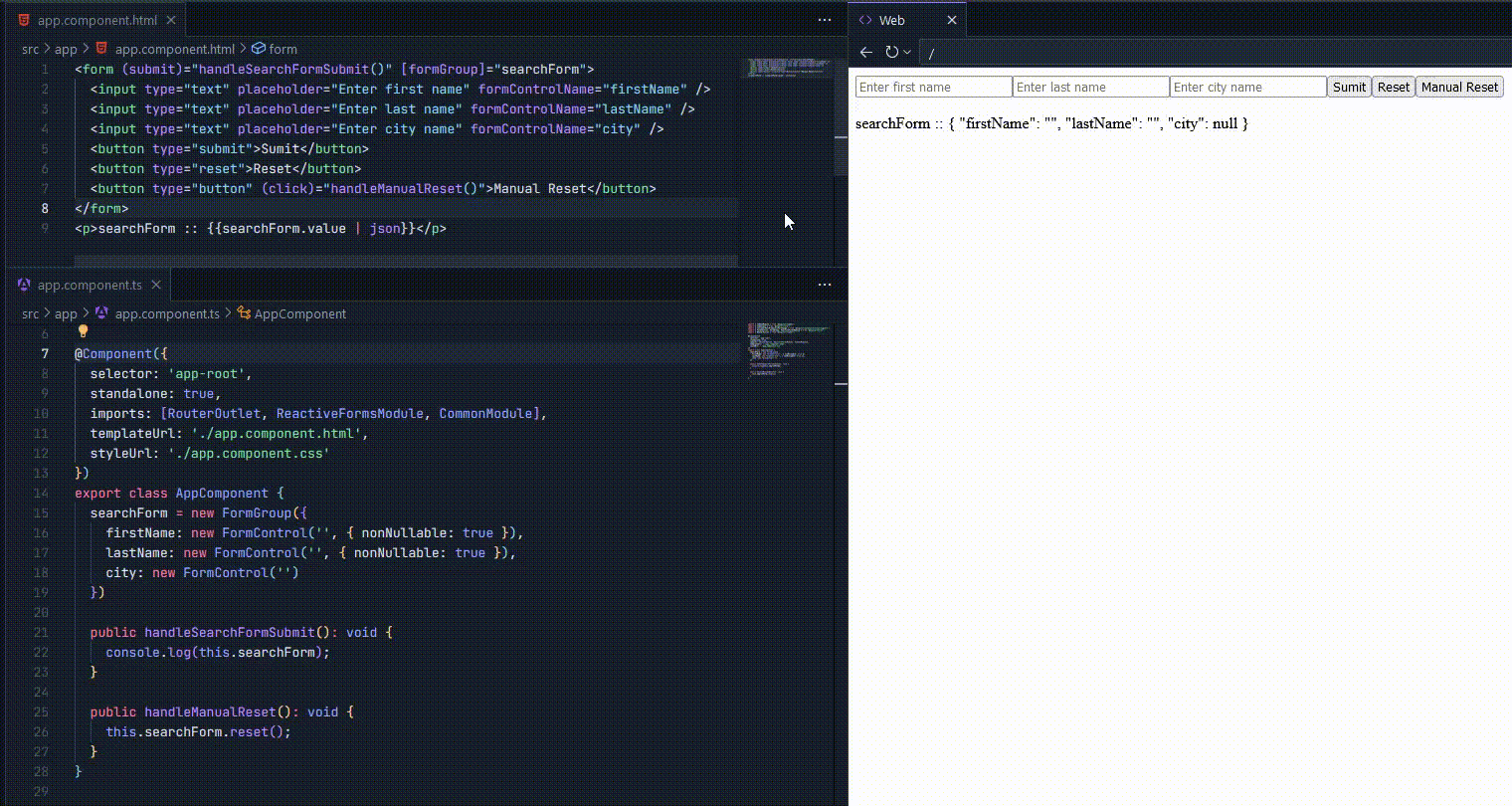 Angular Form Reset Value And Set All Its Initial Value Rather Than Null Stack Overflow