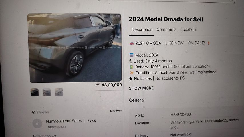 2024 Omoda Cherry color on sale-9k driven | Used EV in Nepal