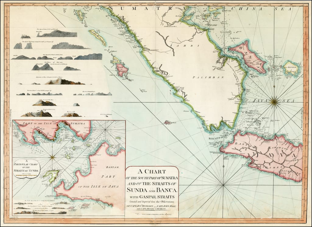 The islands and straits of the South China Sea and the Java Sea.