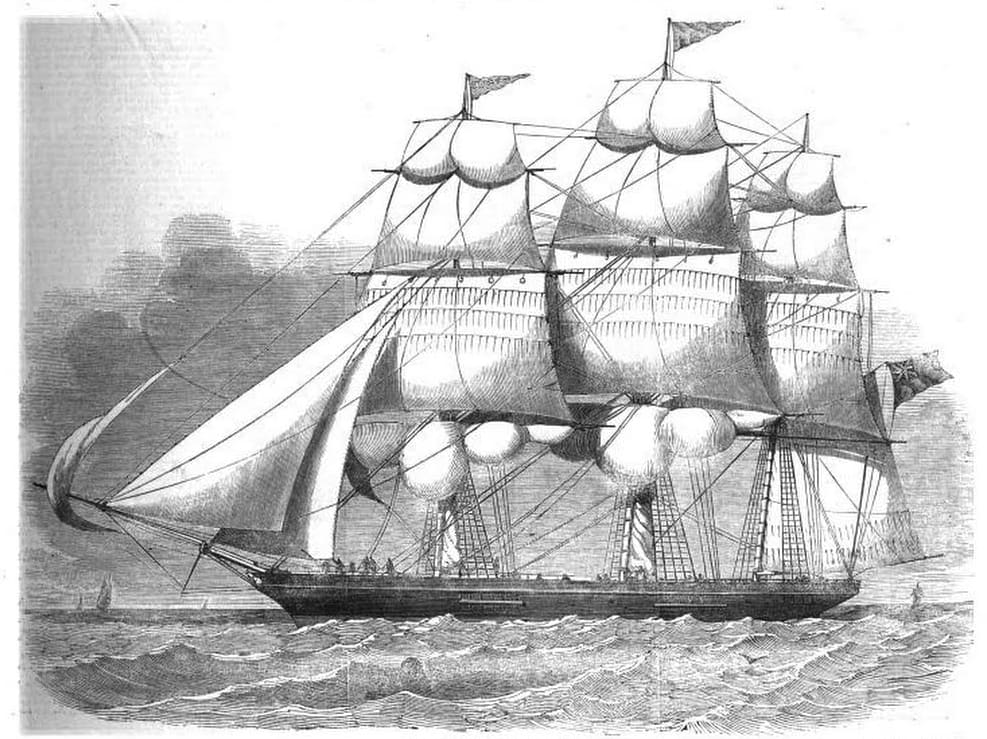 An illustration of Chrysolite under sail.
