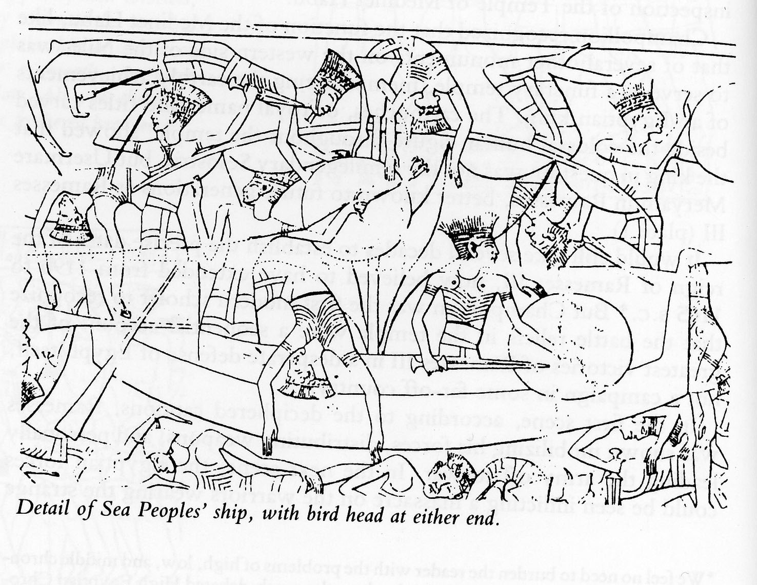 A line drawing image showing the Peleset with their feather-style ...