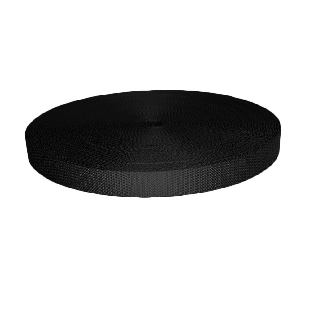 25mm Heavy Duty Black Polyester Webbing - 1600kg Breaking Strength