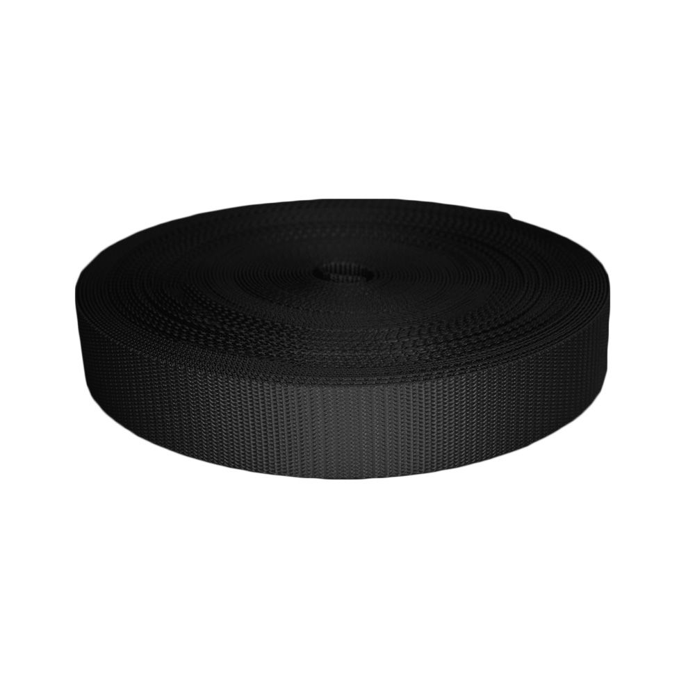1.5-inch Heavy Duty Black Polyester Webbing - 4409 lbs BS