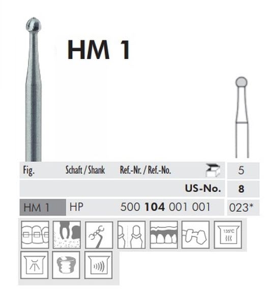 HARDMETALLBOR RUND HS 1-023 5 STK MEISINGER Jacobsen Dental