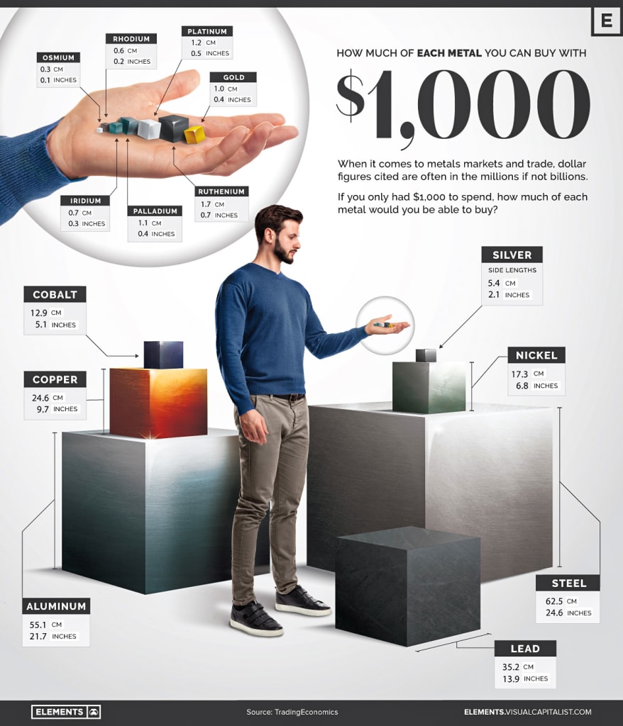 Visualizing the Metals you can Buy with $1,000 - ZVENIA