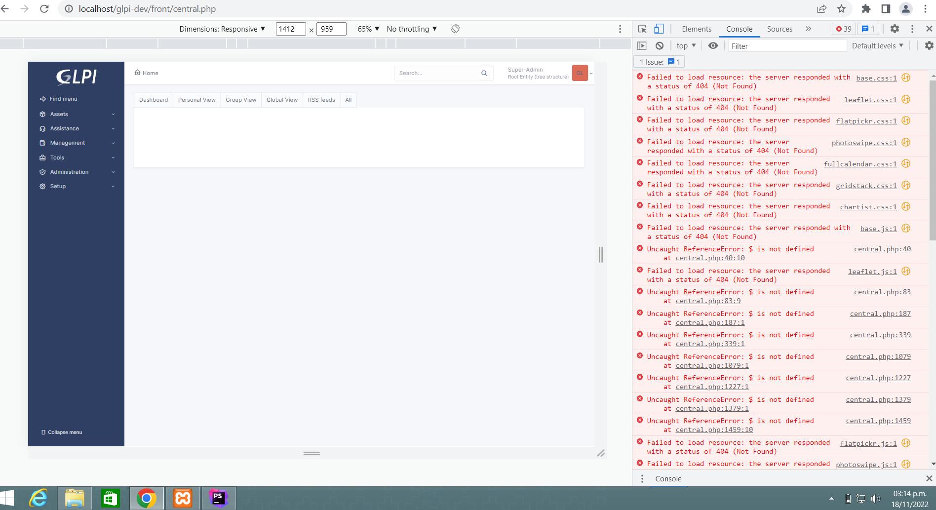 PROBLEM running the source code of GLPI / English support / Forum GLPI-Project
