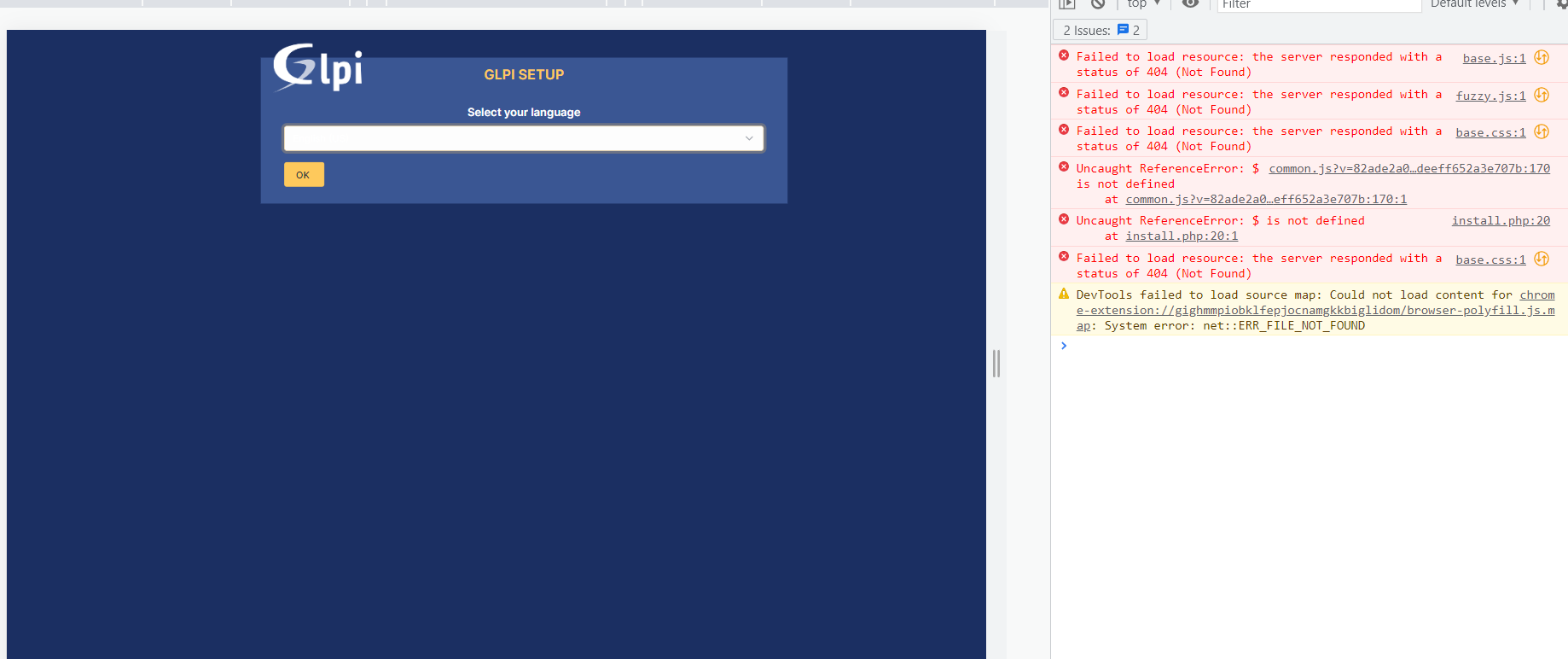PROBLEM running the source code of GLPI / English support / Forum GLPI ... PROBLEM running the source code of GLPI / English support / Forum GLPI ...