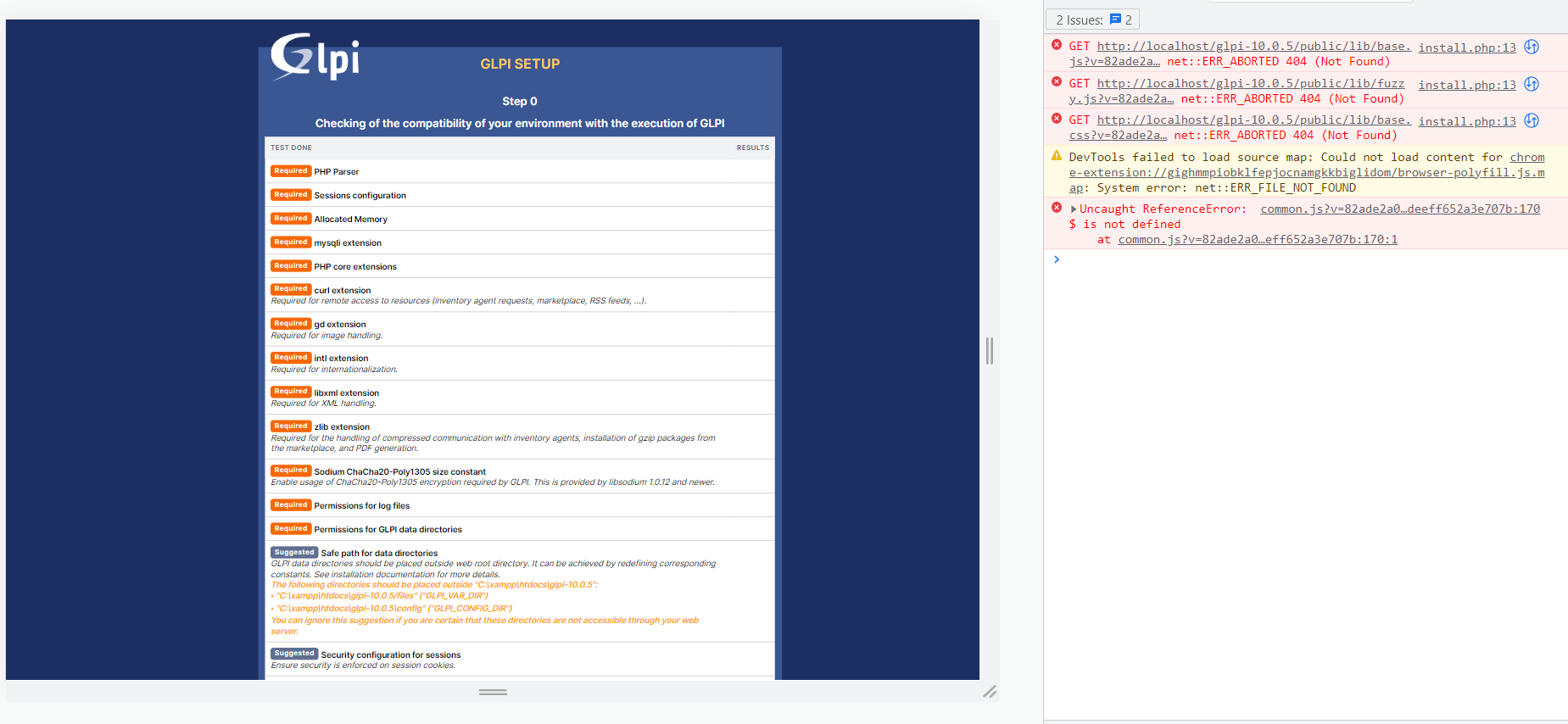 PROBLEM running the source code of GLPI / English support / Forum GLPI ... PROBLEM running the source code of GLPI / English support / Forum GLPI ...