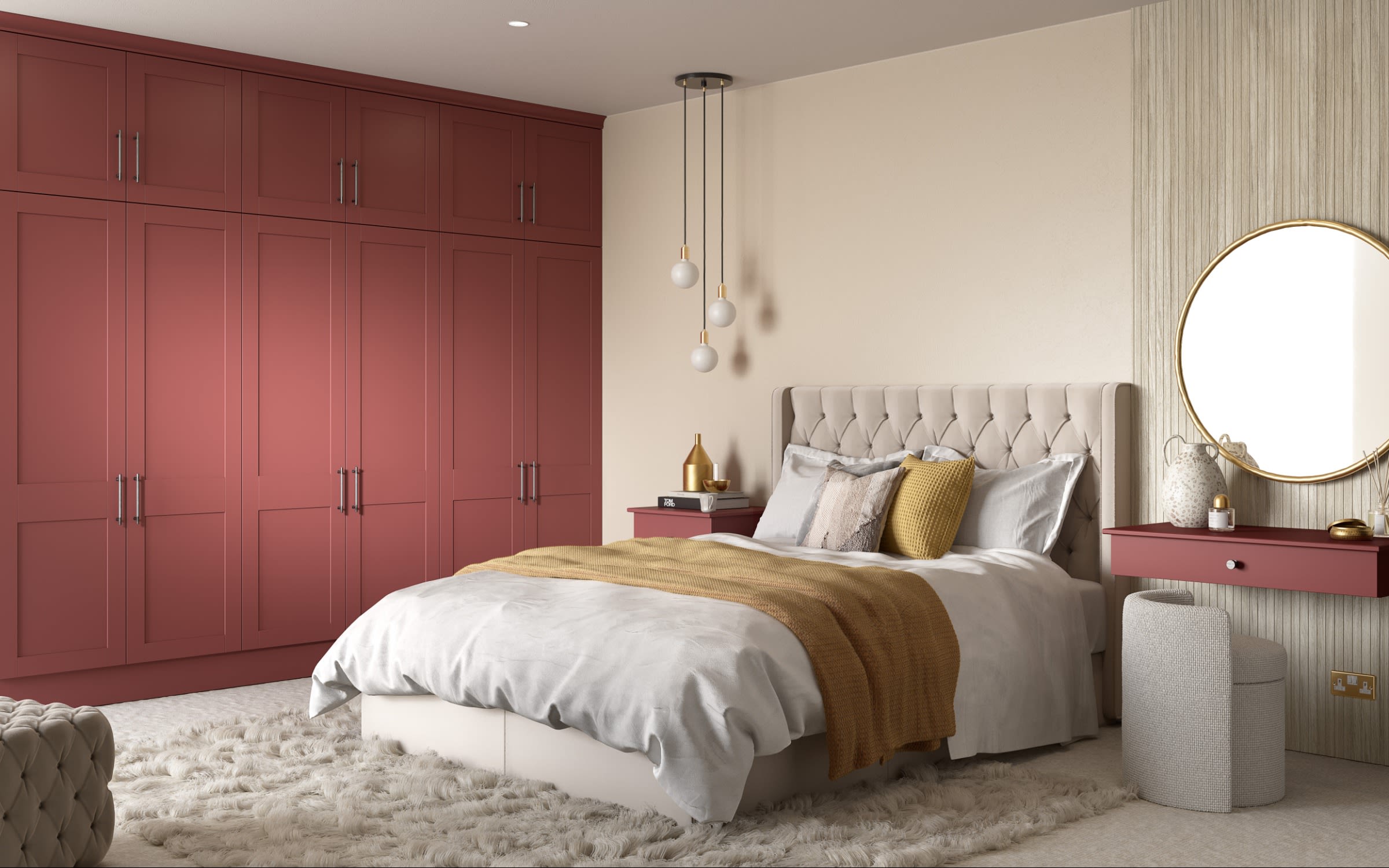 Shaker Cologne wardrobe doors in True Matt Tuscan Red by HOMESTYLE