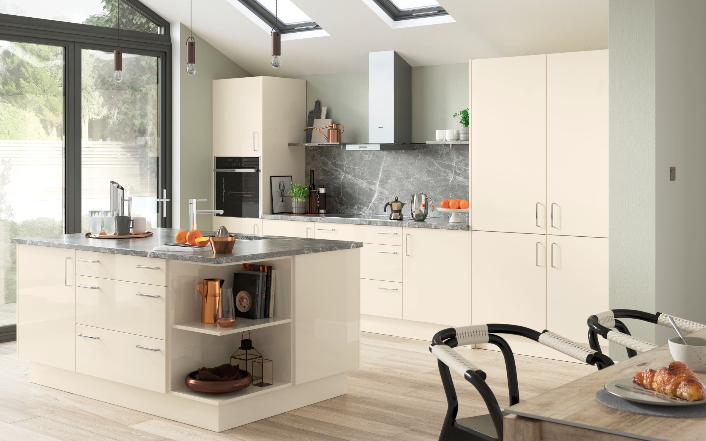 Premier Duleek kitchen doors in High Gloss Ivory by HOMESTYLE