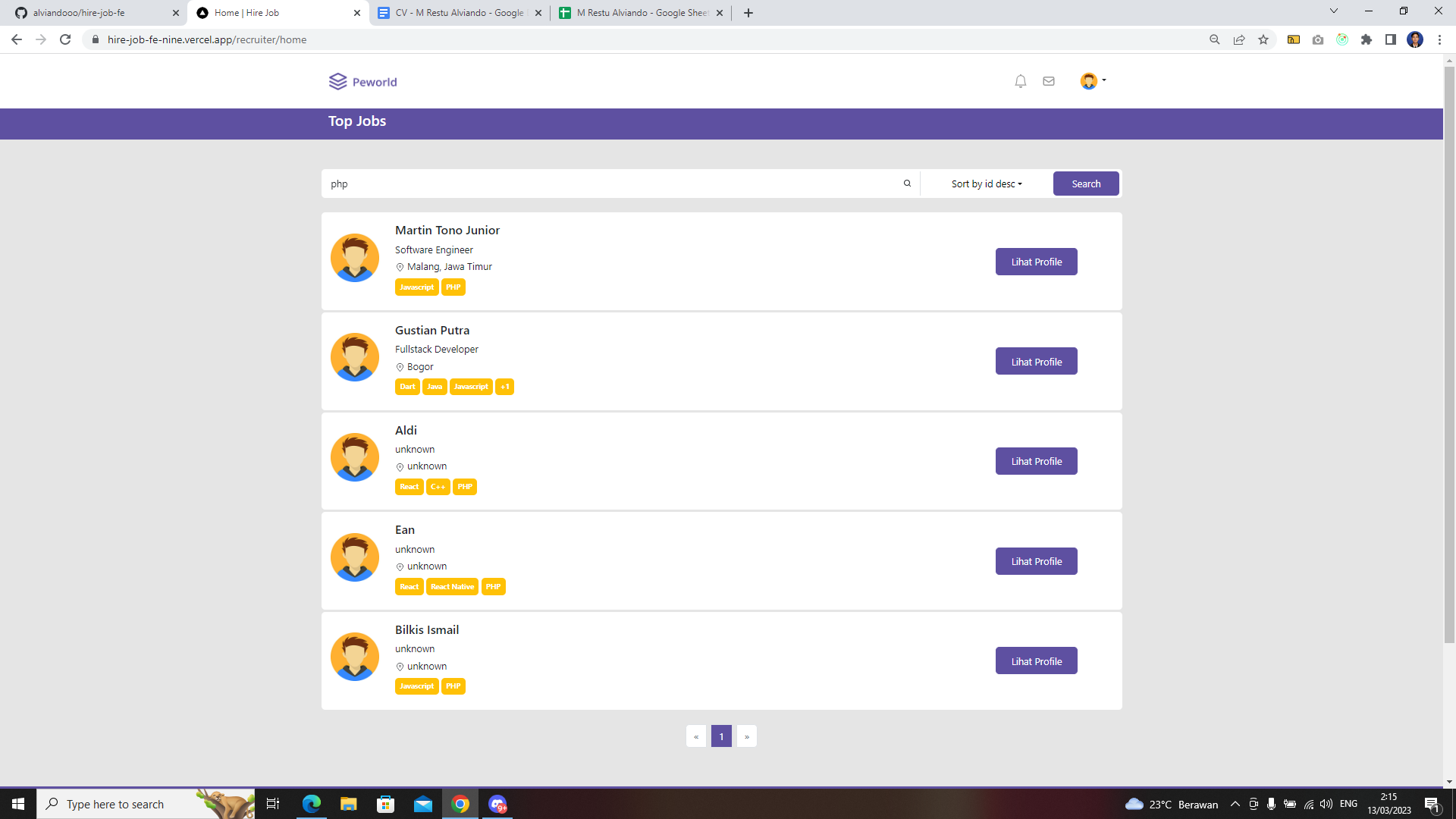 GitHub - alviandooo/hire-job-fe: Peworld is a web-based application for hiring jobs or hiring ...