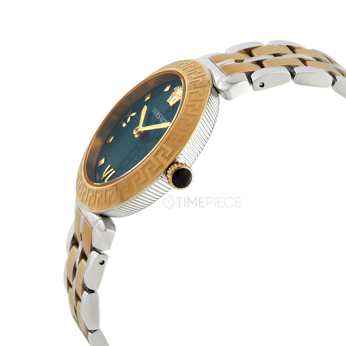 Versace Greca Icon Quartz Green Dial Two-Tone Ladies Watch VEZ600321