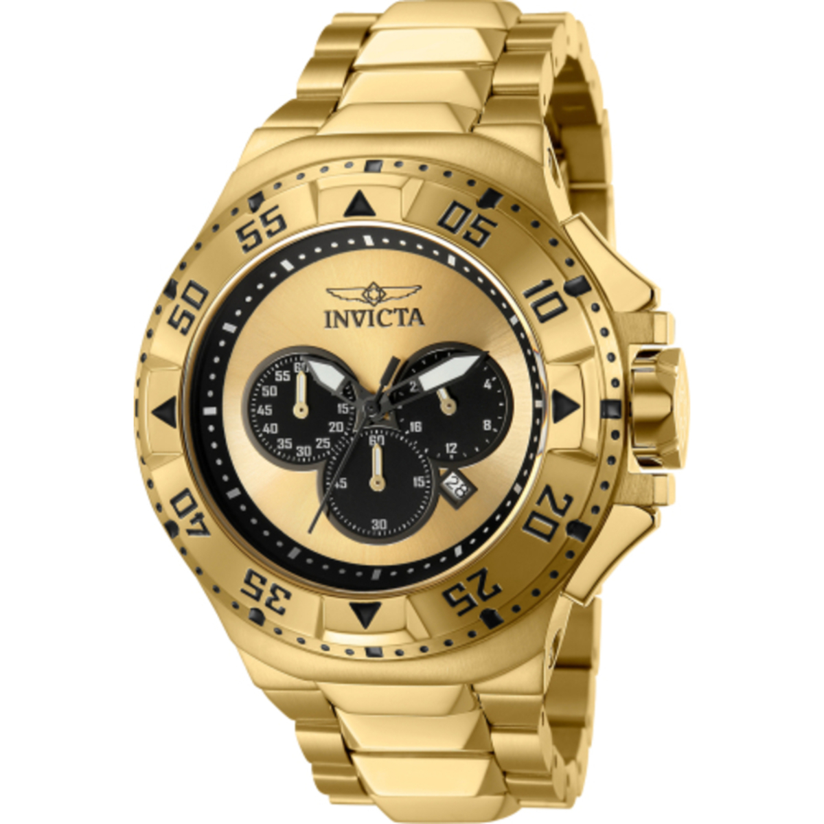 Invicta Excursion Chronograph Quartz Gold Dial Mens Watch 43647