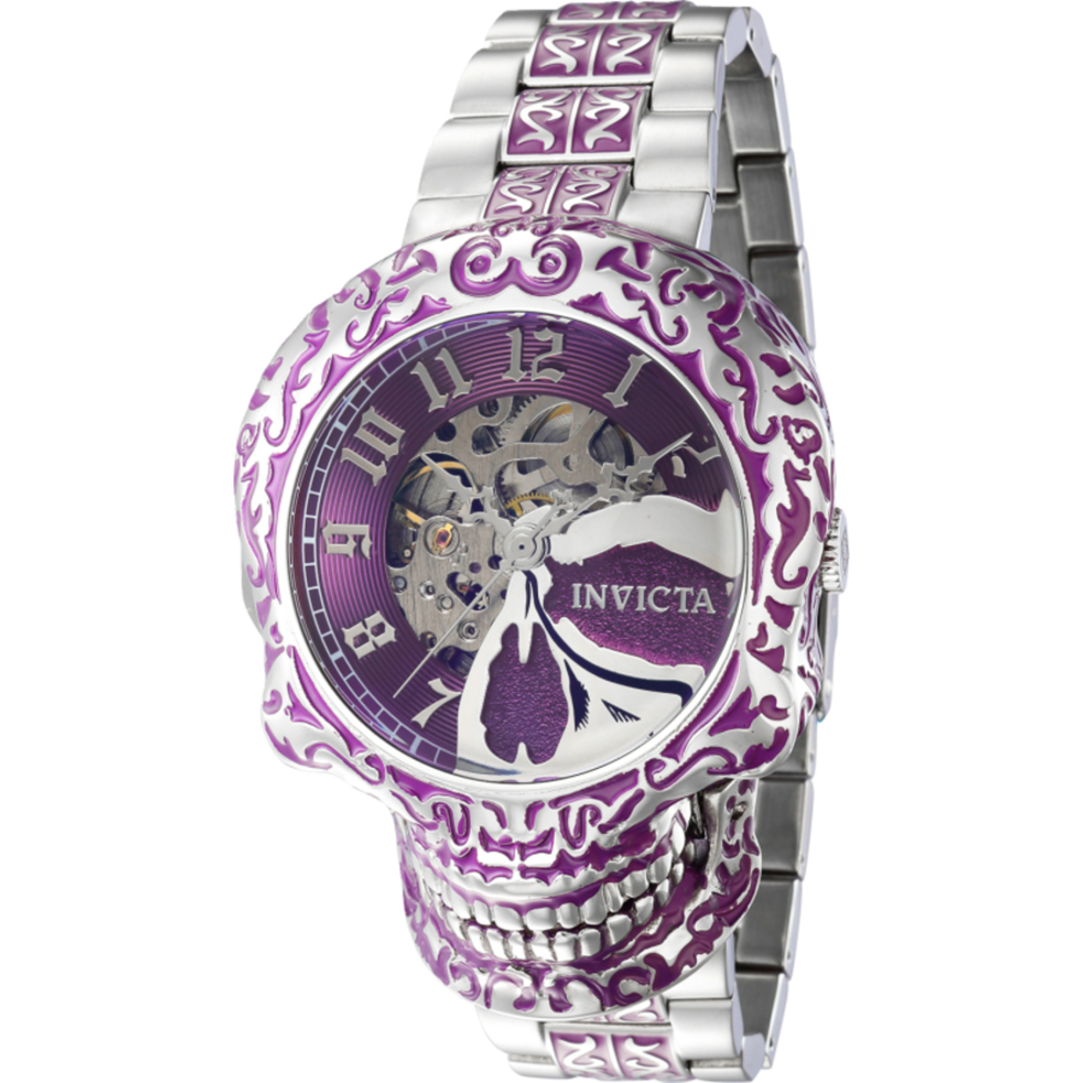 Invicta Artist Skull Automatic Purple Dial Mens Watch 42302