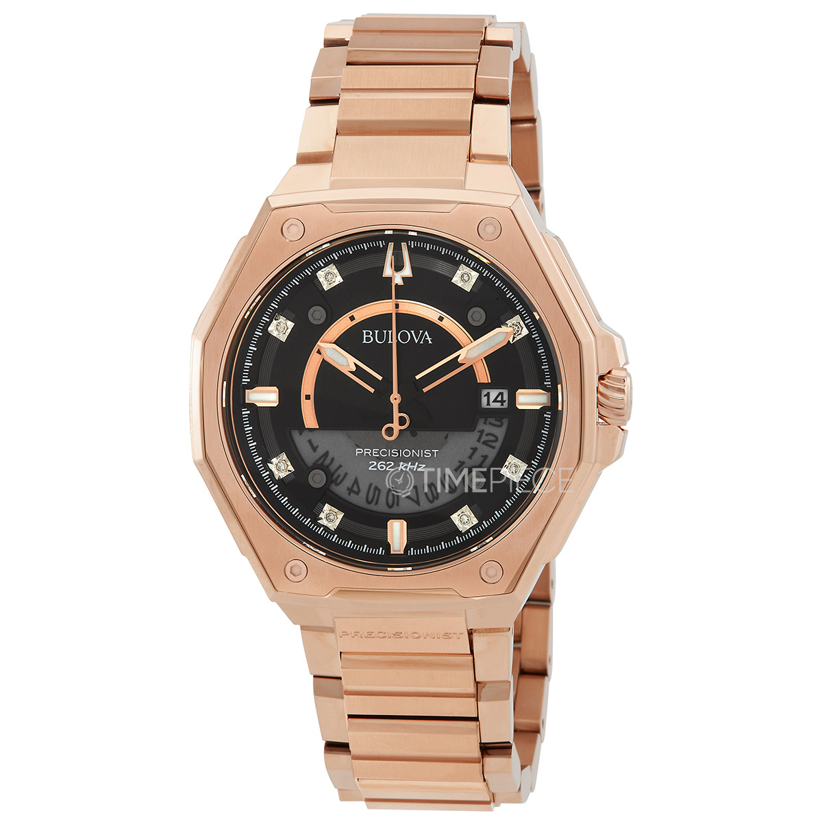 Bulova Precisionist X Quartz Diamond Black Dial Mens Watch 97D129