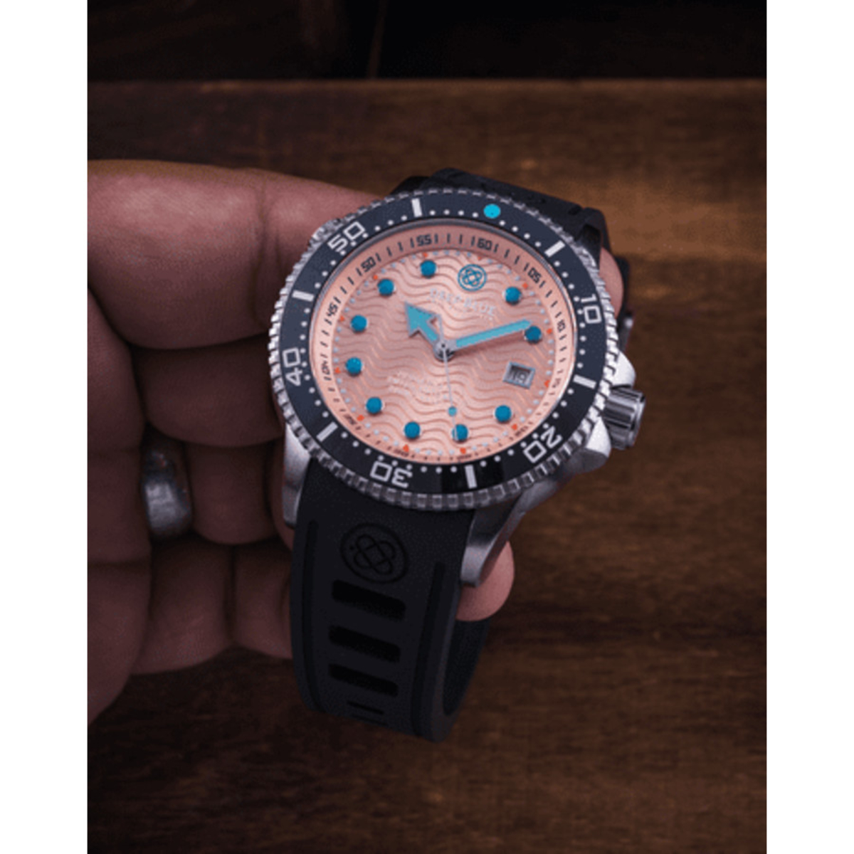 Deep Blue Juggernaut V Automatic Orange Dial Mens Watch JUGGY5SALMONSTRAP