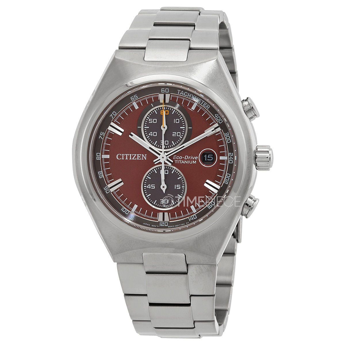 Citizen Super Titanium Chronograph Eco-Drive Red Dial Mens Watch CA7090-87X