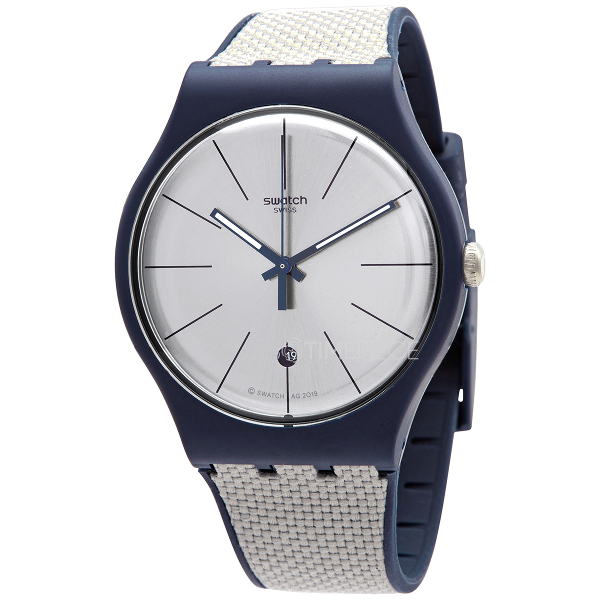 Swatch Grey Cord Quartz Grey Dial Mens Watch SUON402