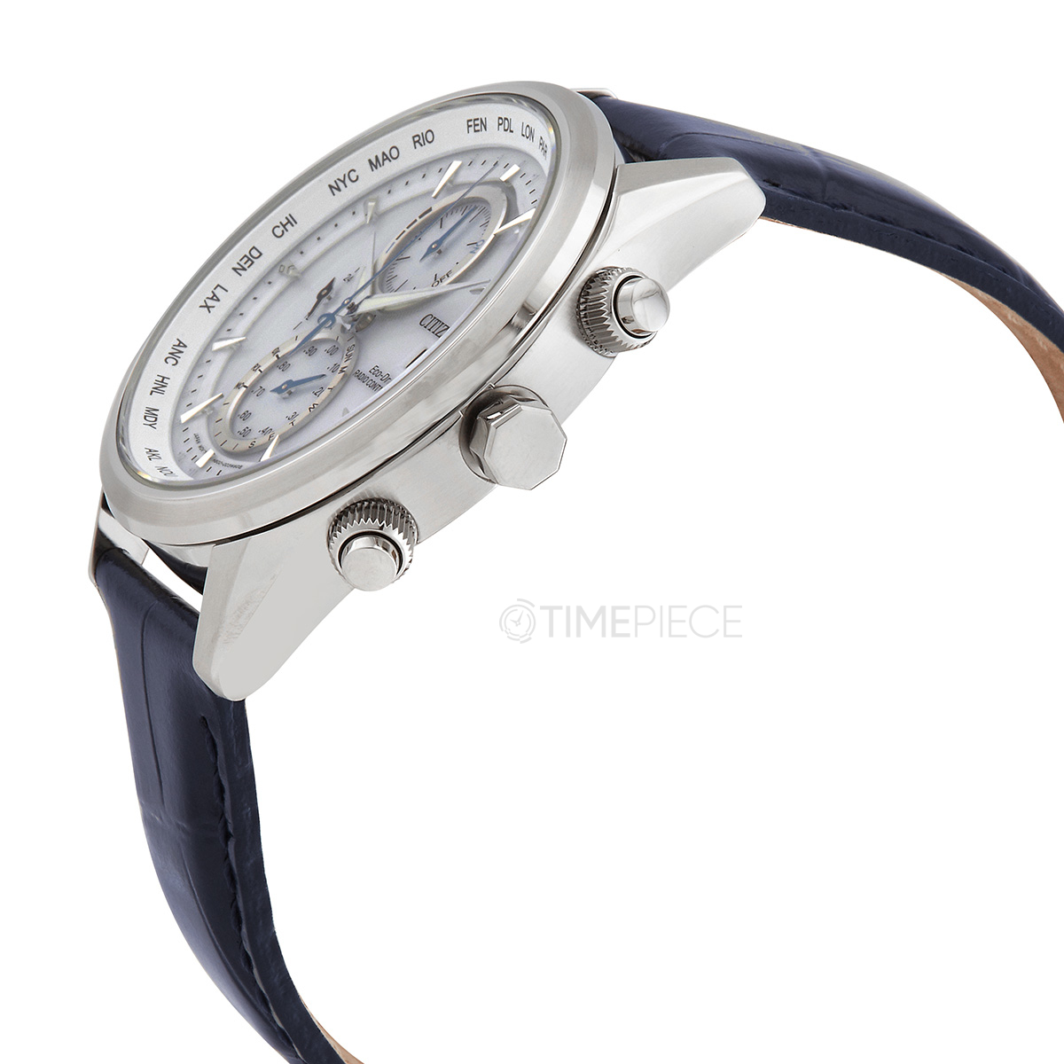 Citizen Eco-Drive Perpetual Alarm World Time Chronograph GMT White Dial ...