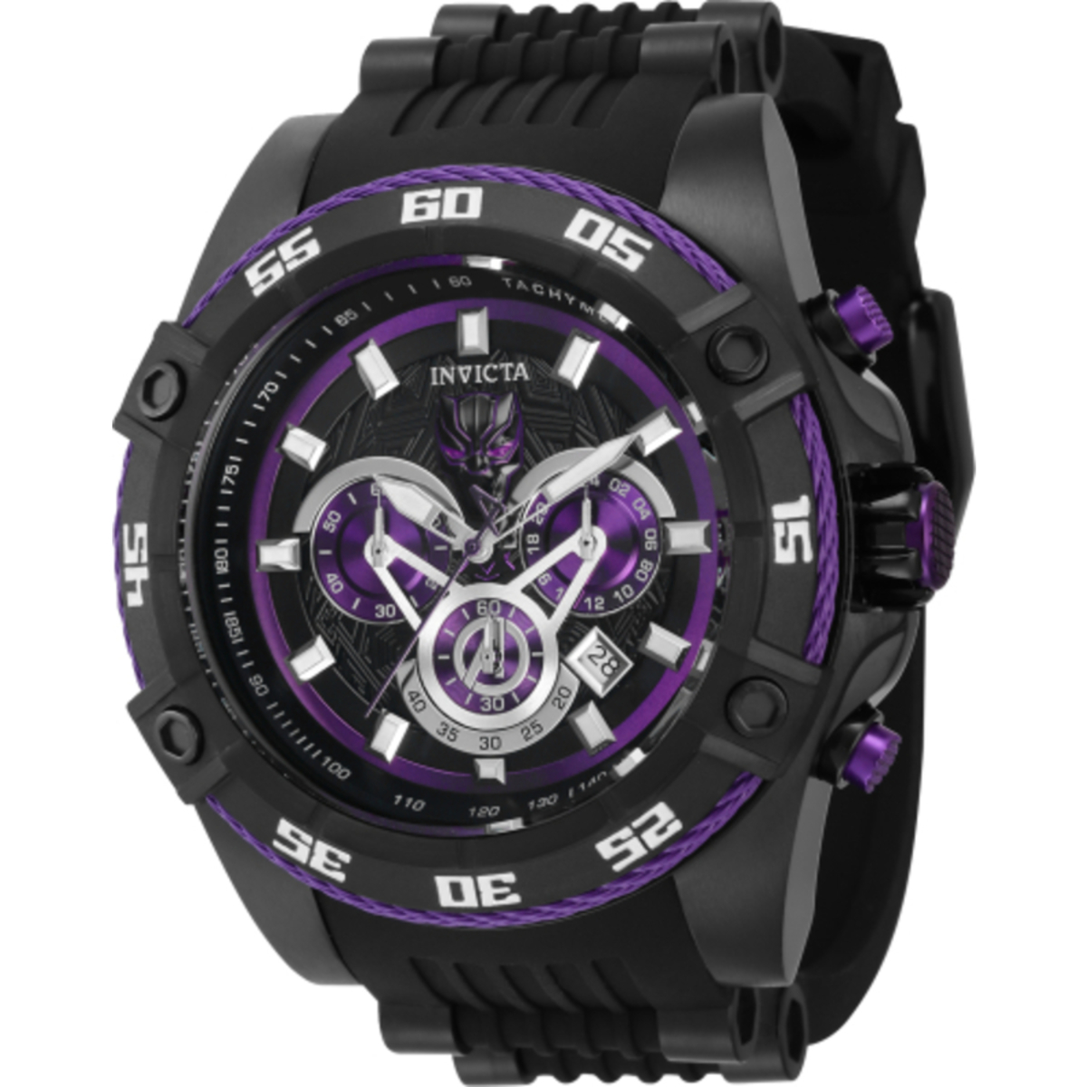 Invicta Marvel Black Panther Chronograph GMT Quartz Purple Dial Mens ...