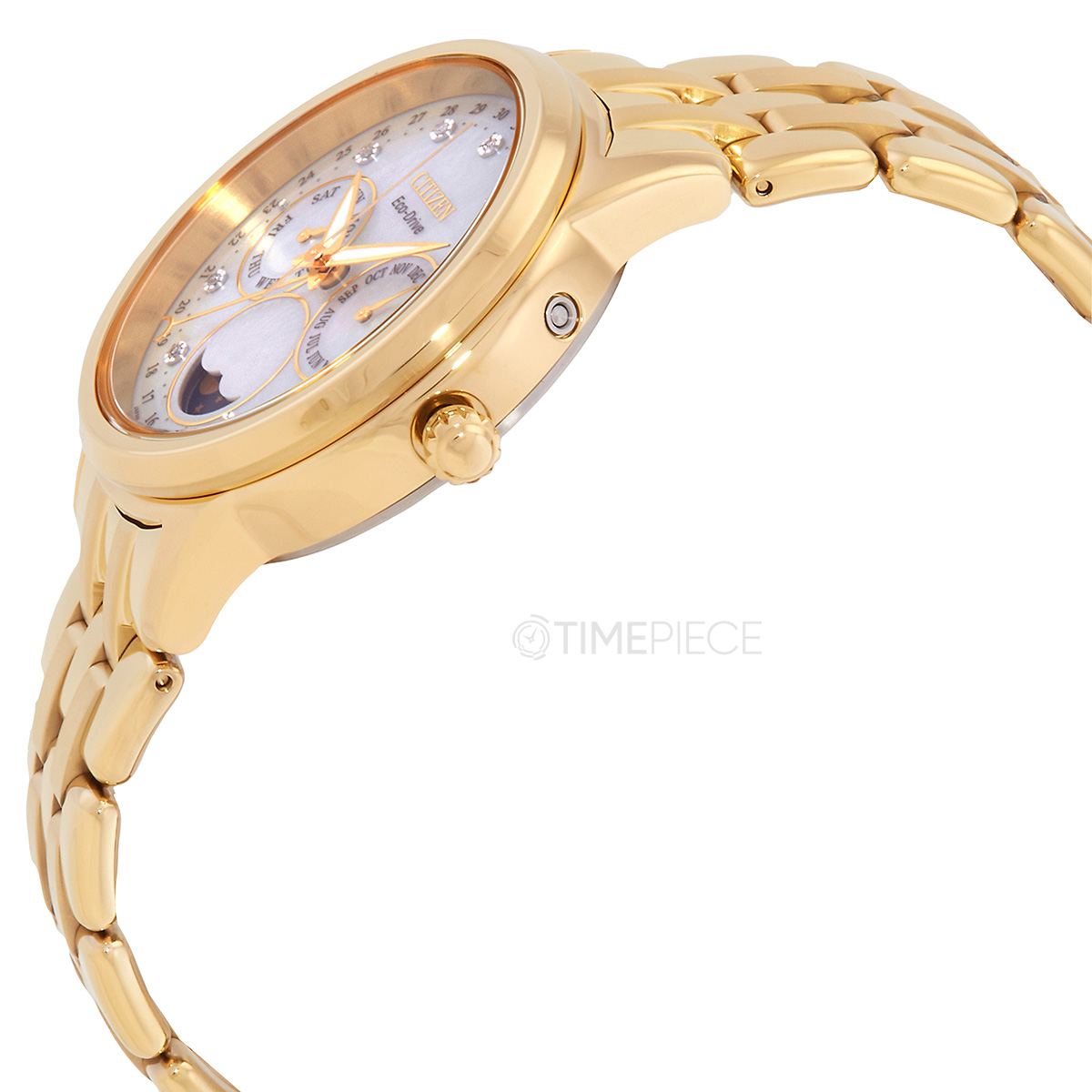 Citizen Calendrier Moon Phase Diamond White Mother of Pearl Dial Ladies ...