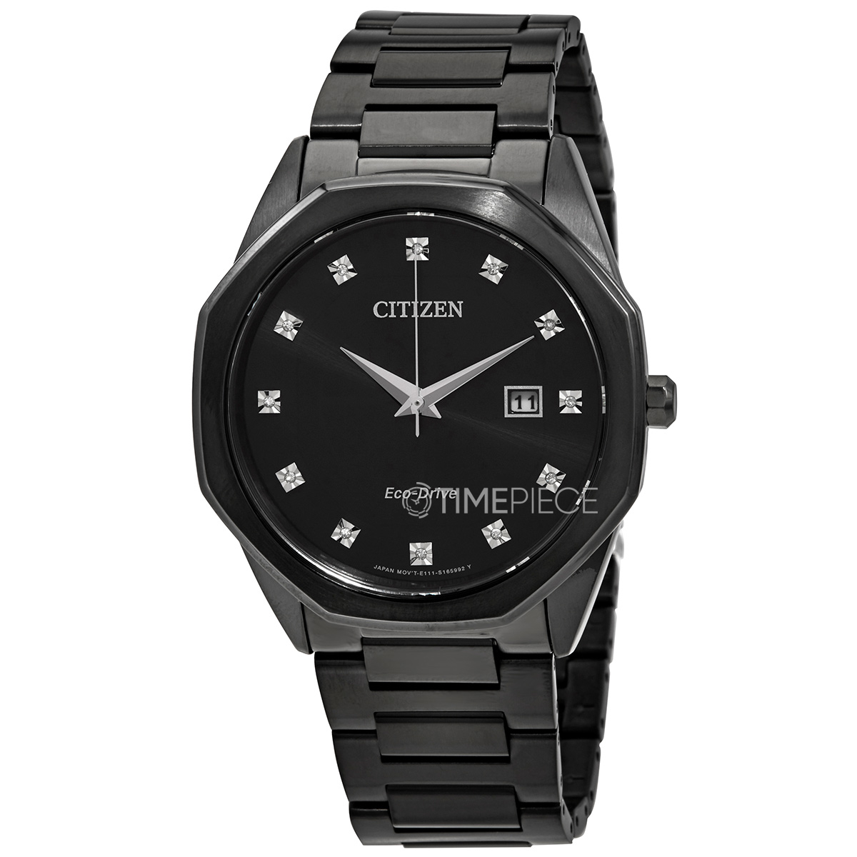 Citizen Eco-Drive Octagon Diamond Black Dial Watch BM7495-59G