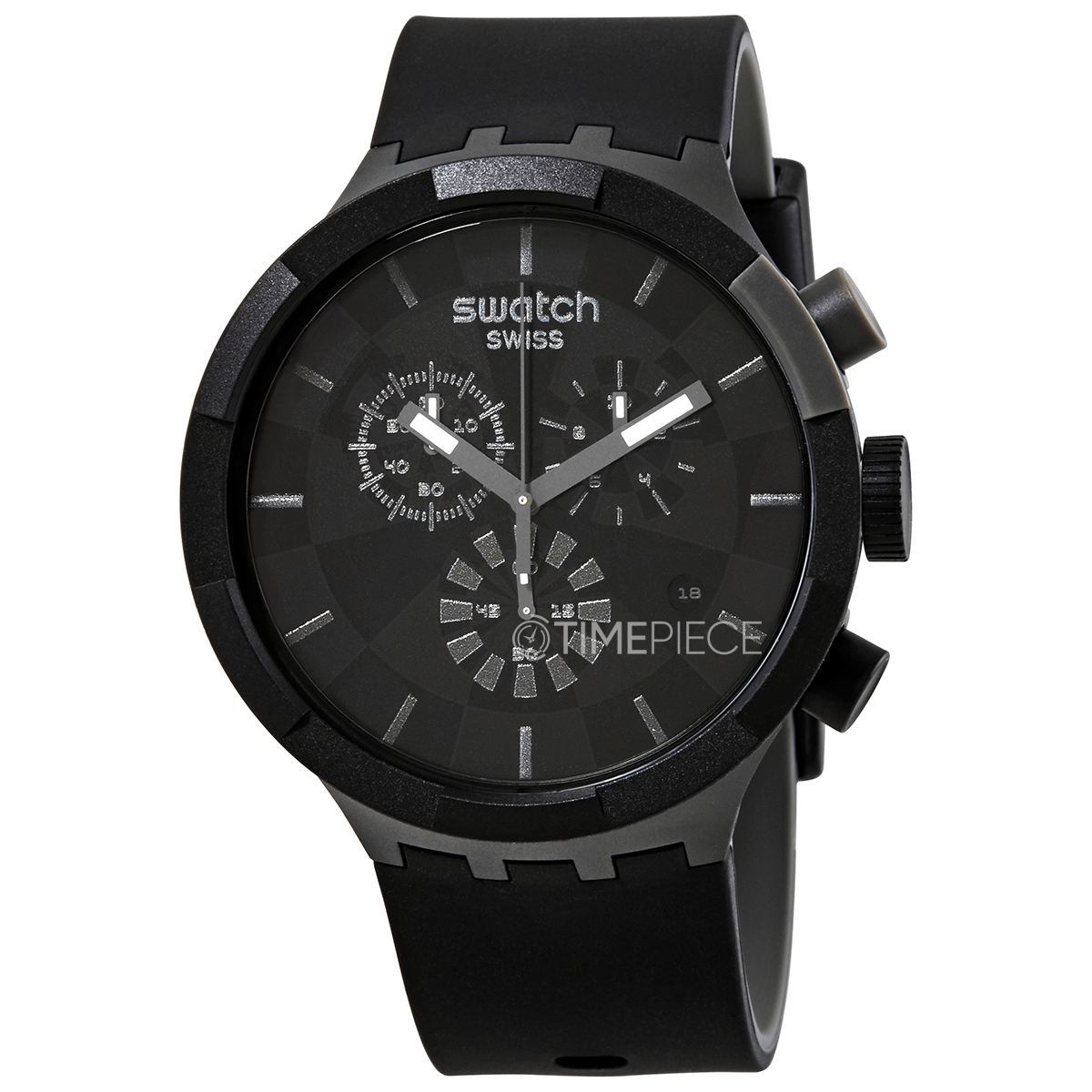 Swatch Checkpoint Black Chronograph Quartz Black Dial Unisex Watch SB02B400