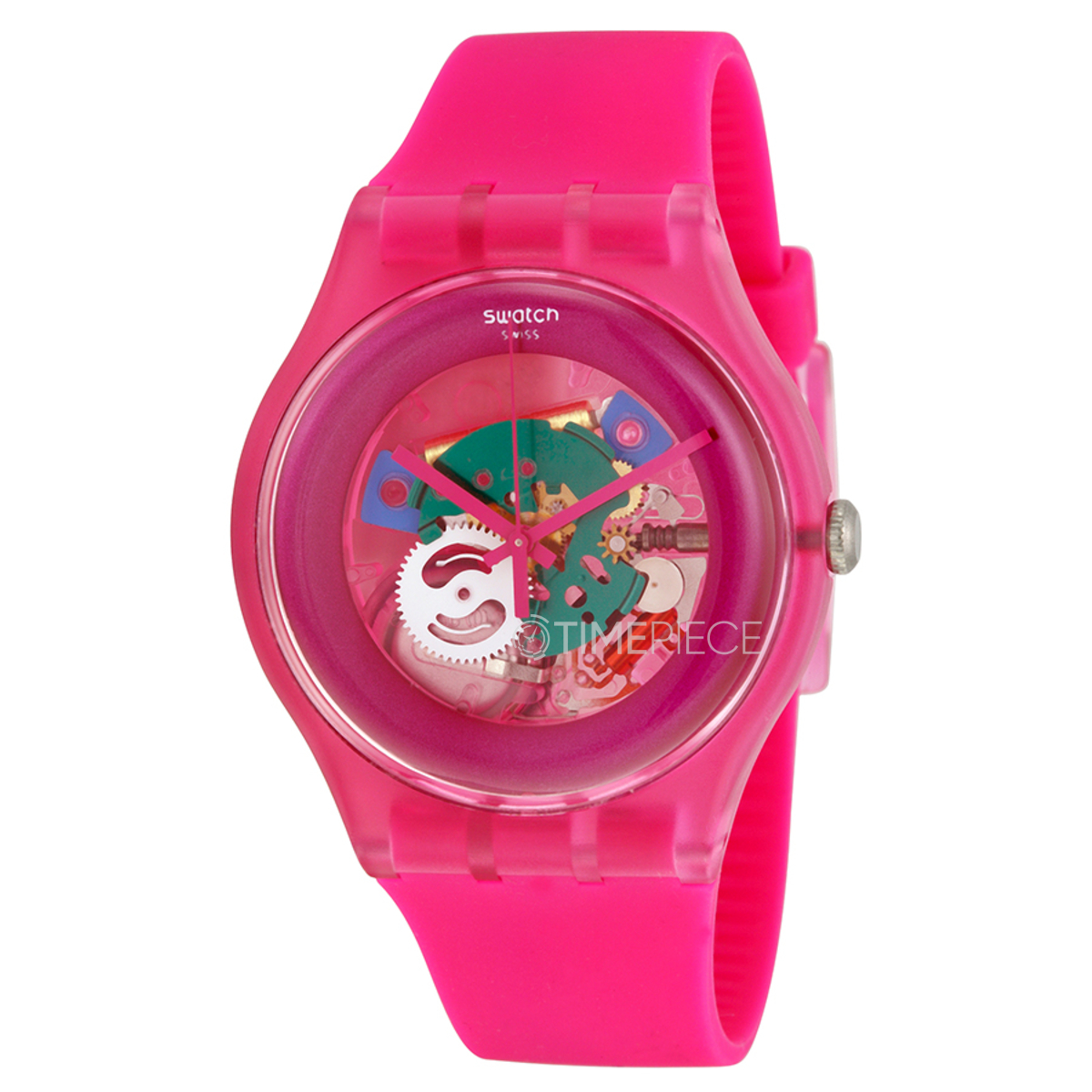 Swatch Pink Lacquered Pink Silicone Unisex Watch SUOP100