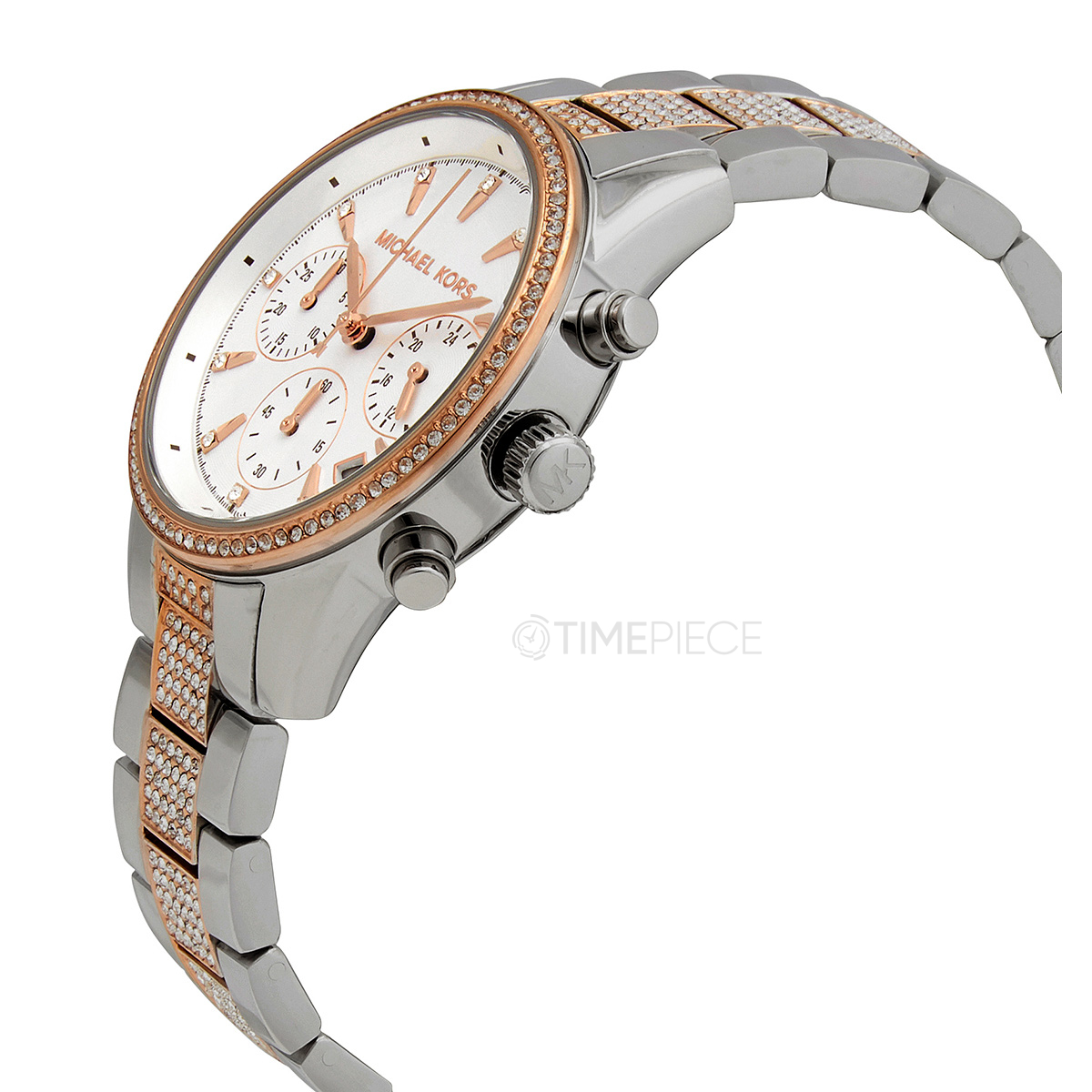 Michael Kors Ritz Chronograph Quartz Crystal Silver Dial Ladies Watch ...