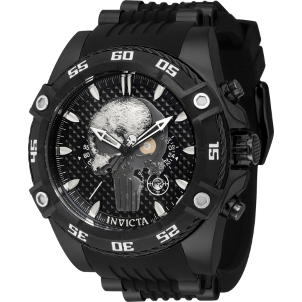 Invicta Marvel Punisher Chronograph GMT Quartz Black Dial Mens Watch 41241