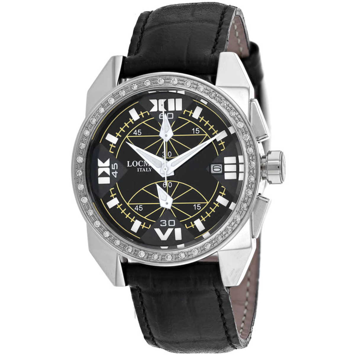 Locman Cavallo Pazzo Diamond Black Dial Black Leather Mens Watch LO ...