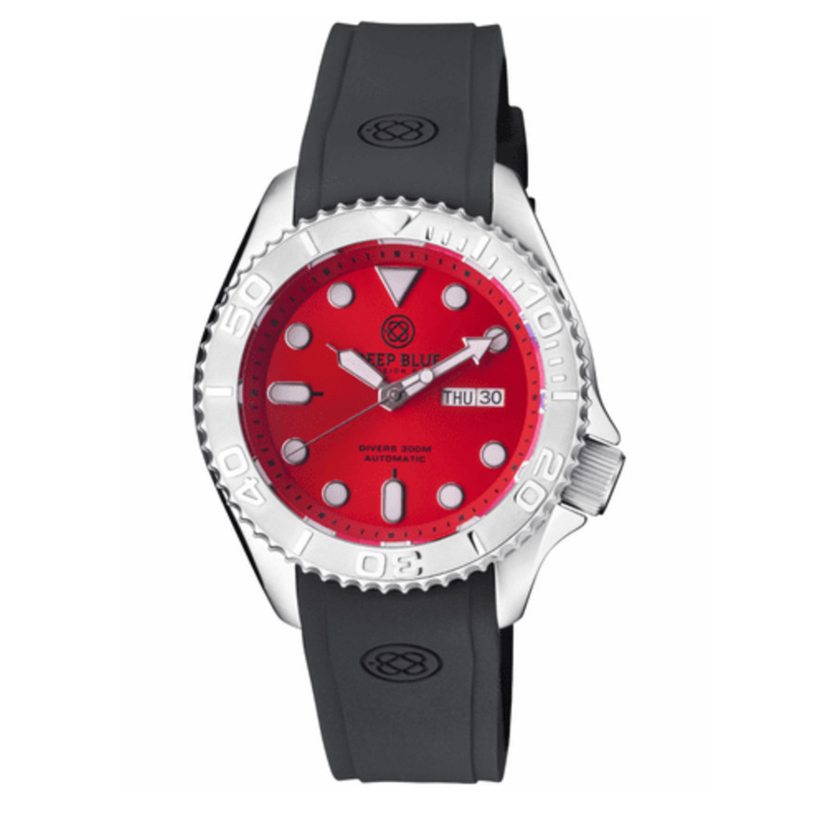 Deep Blue Military Diver Automatic Red Dial Mens Watch MILDIVERREDSTRP