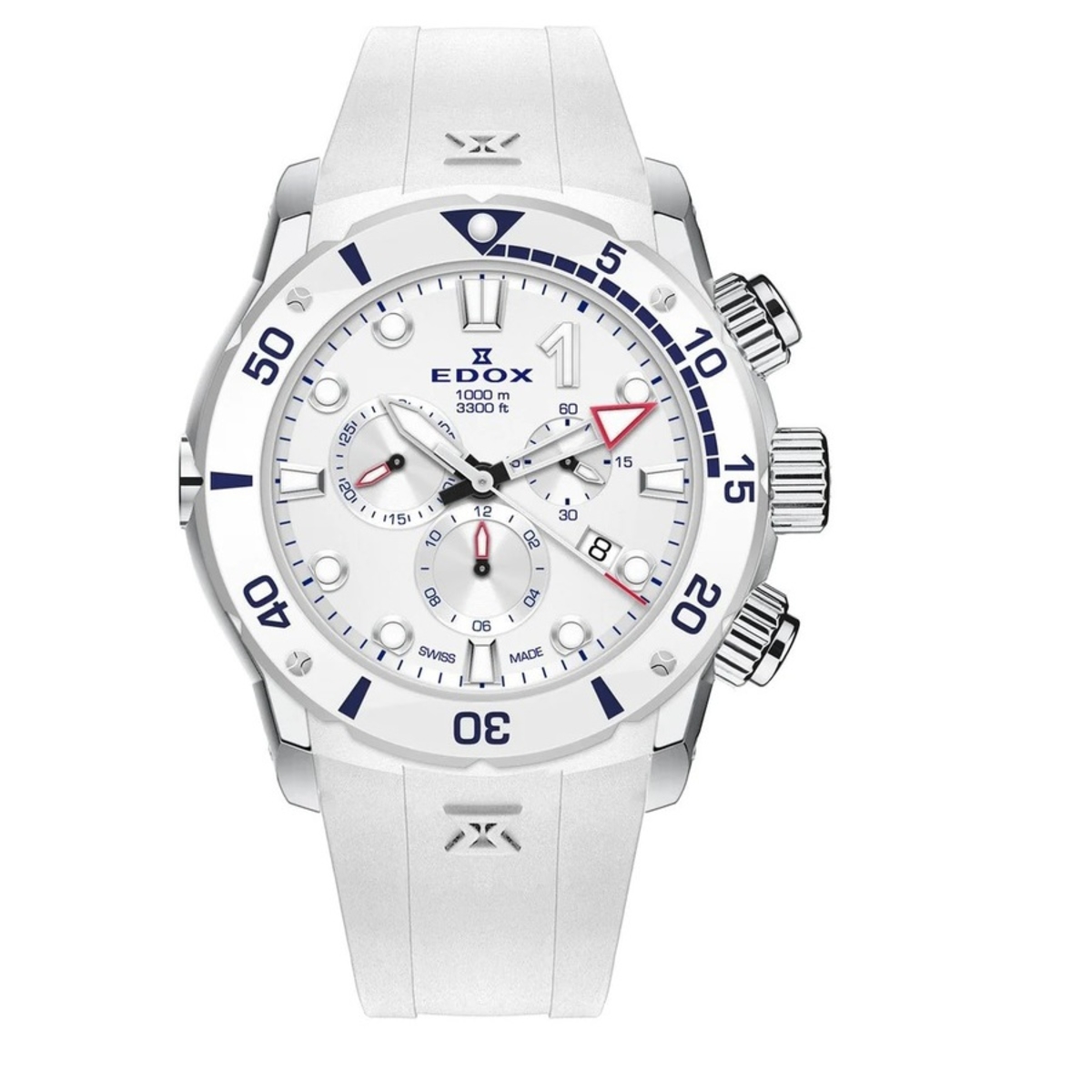 Edox CO-1 Chronograph Quartz White Dial Mens Watch 10242 TINB BBUINR