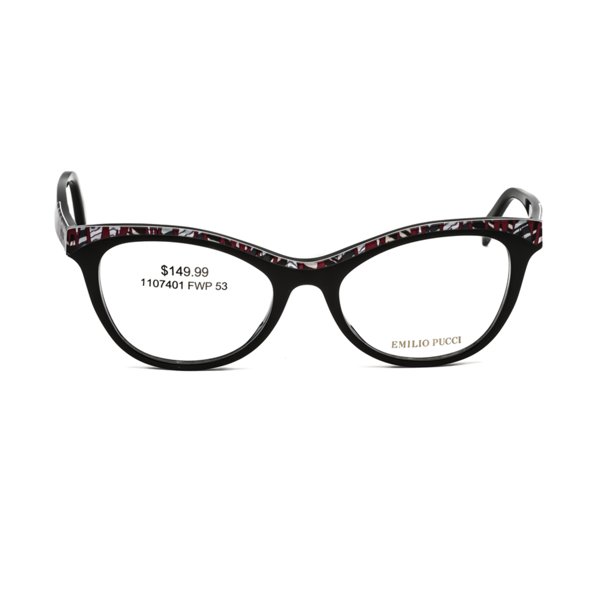 Emilio Pucci Unisex Black Square Eyeglass Frames EP5036-300153