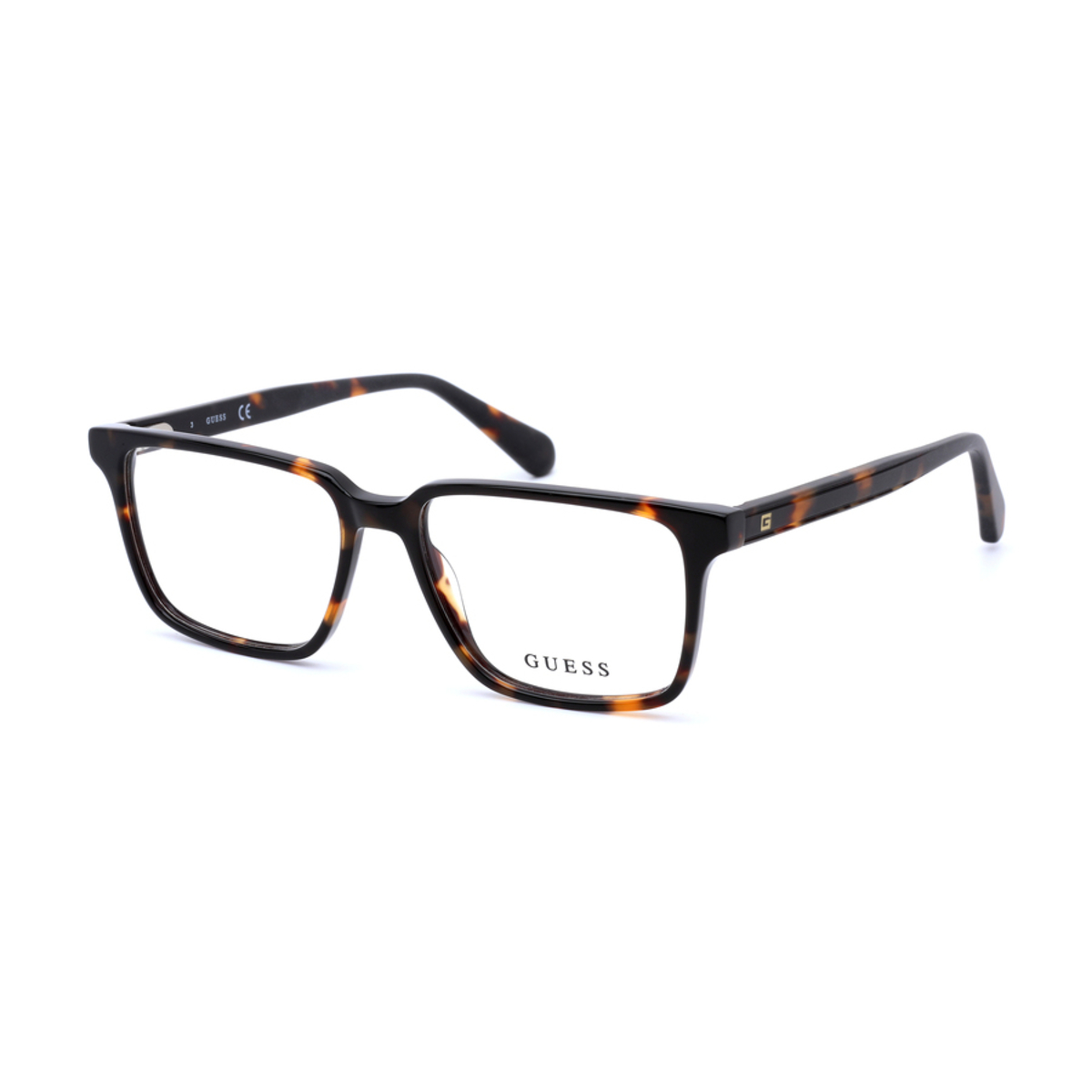Guess Mens Tortoise Rectangular Eyeglass Frames GU5004705252
