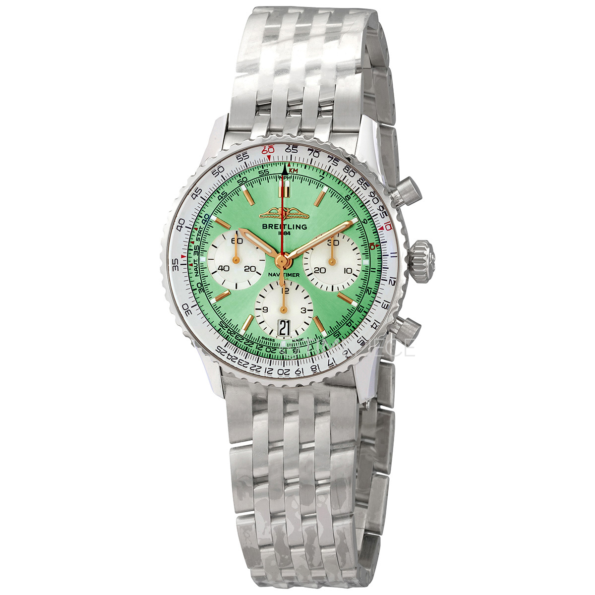Breitling Navitimer B01 Mint Green Dial Chronograph Automatic Mens ...