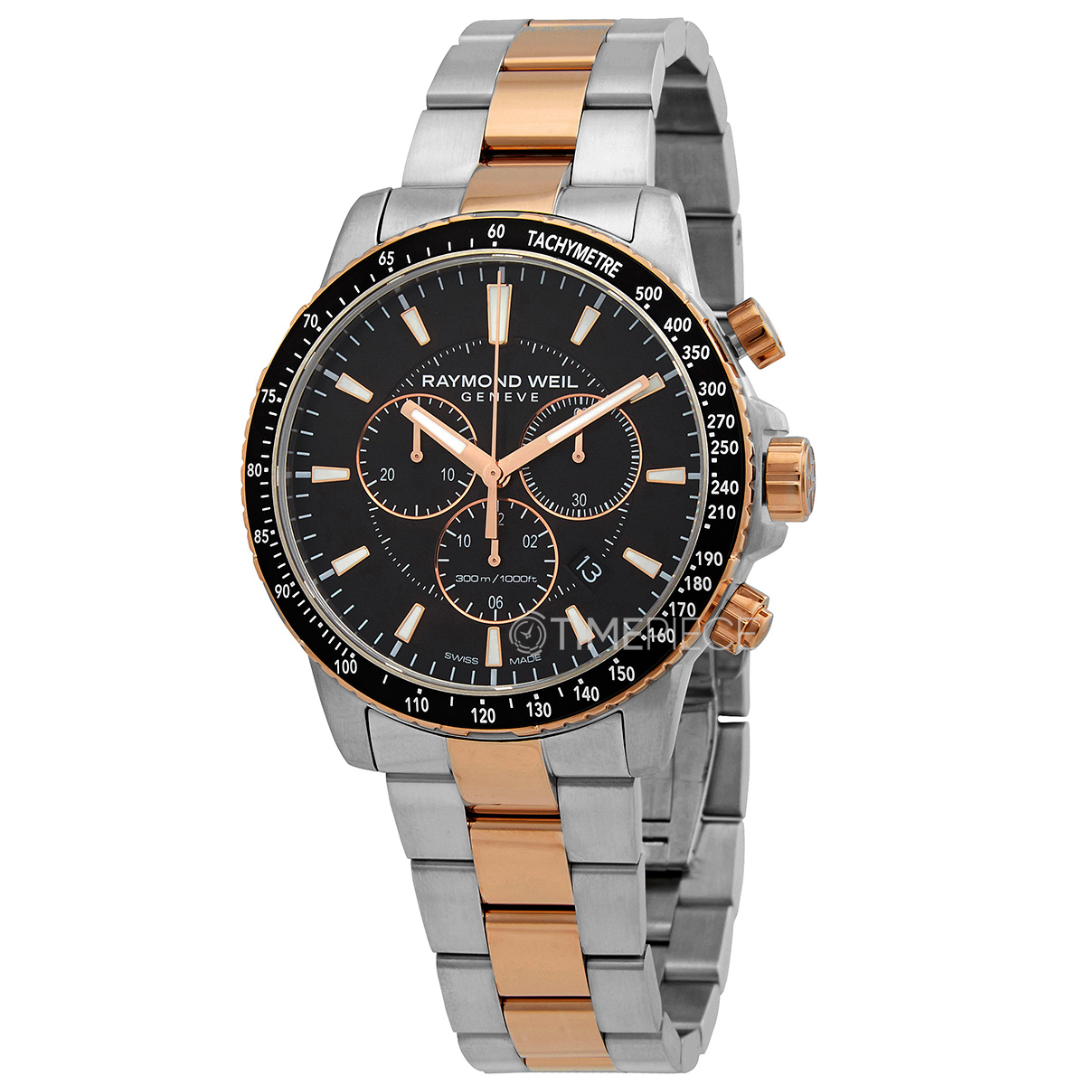Raymond Weil Tango Chronograph Quartz Black Dial Two-tone Mens Watch ...