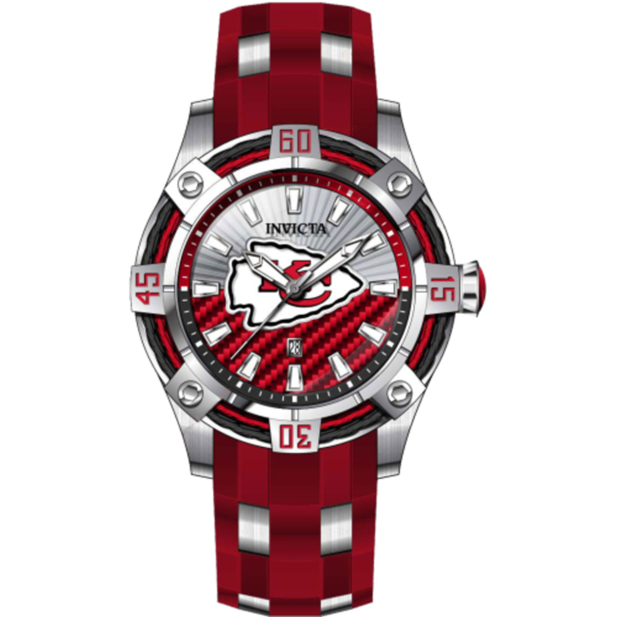 Invicta NFL Kansas City Chiefs Quartz Silver Dial Mens Watch 42070 Invicta NFL Kansas City Chiefs Quartz Silver Dial Mens Watch 42070