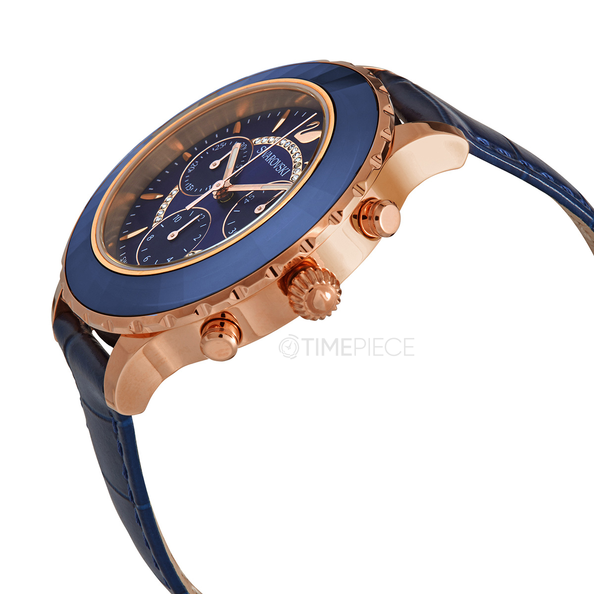 Swarovski Octea Lux Chrono Chronograph Quartz Crystal Blue Dial Ladies ...