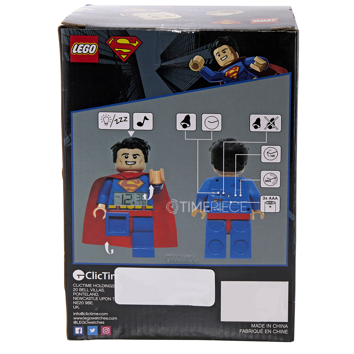 Lego Red/Blue Superman Alarm Clock