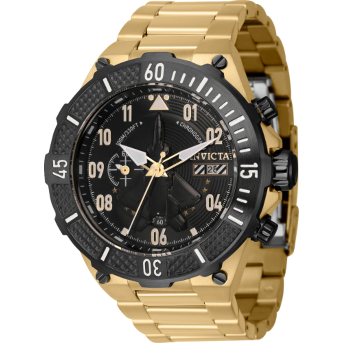 Invicta Aviator Chronograph Quartz Black Dial Mens Watch 39907