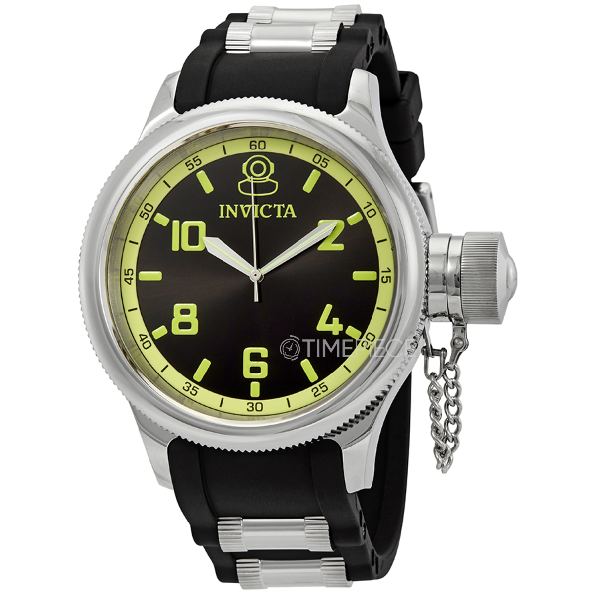 Invicta Russian Diver Black Dial Black Polyurethane Mens Watch 1433