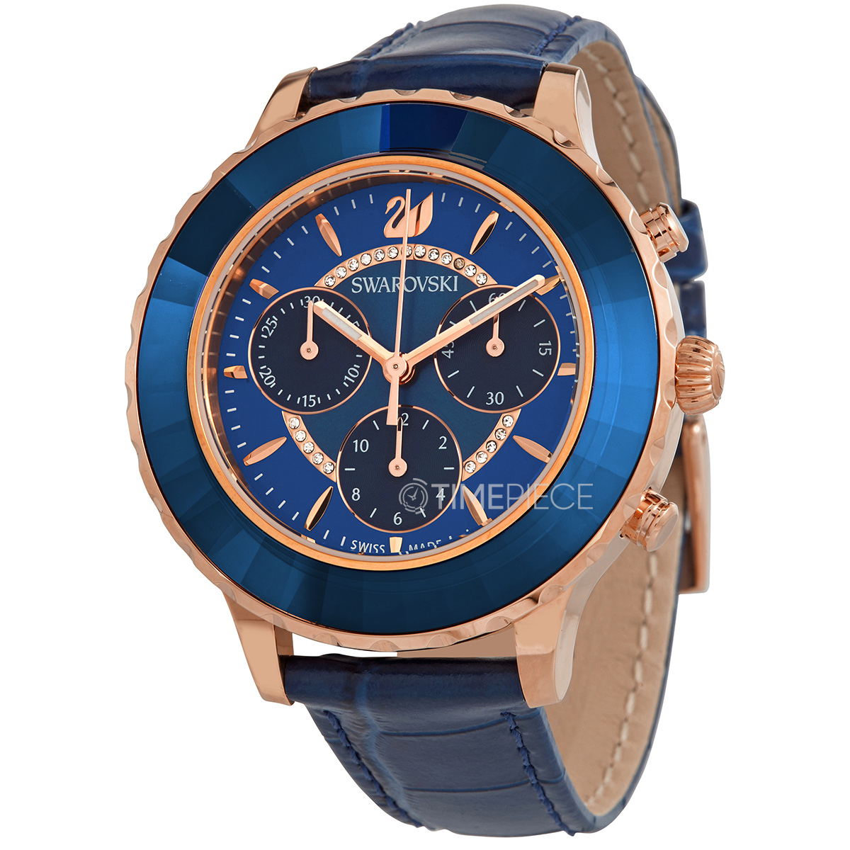 Swarovski Octea Lux Chrono Chronograph Quartz Crystal Blue Dial Ladies ...