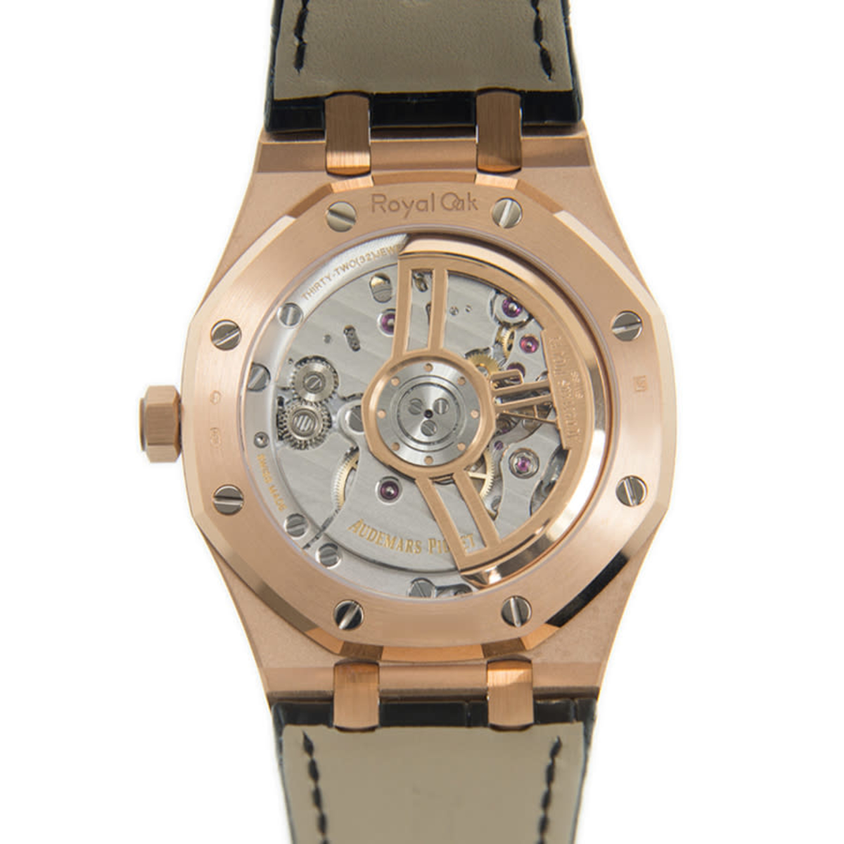 Audemars Piguet Royal Oak Black Dial Automatic Mens Leather Watch ...