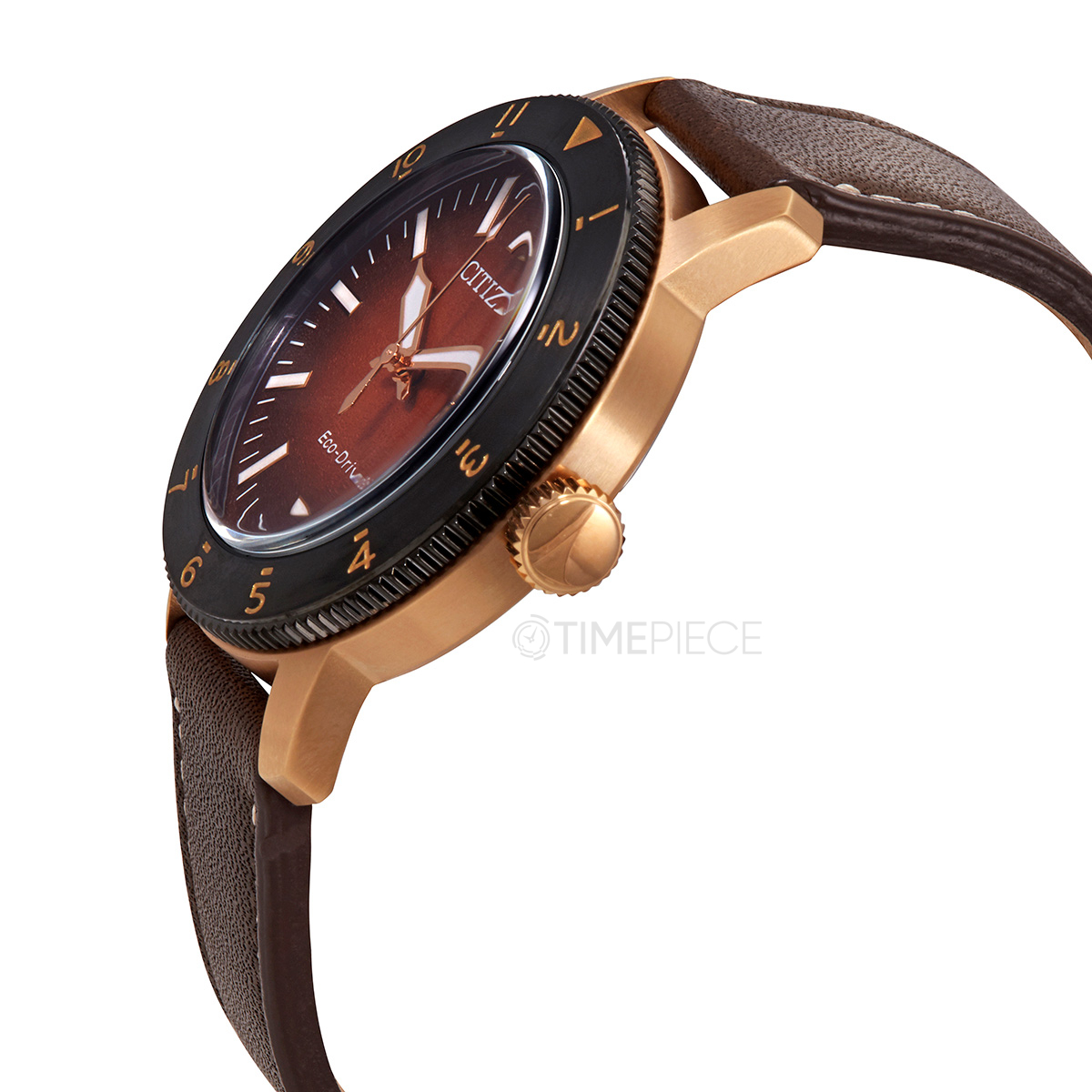 Citizen Orange Dial Brown Leather Mens Watch AW0079-13X