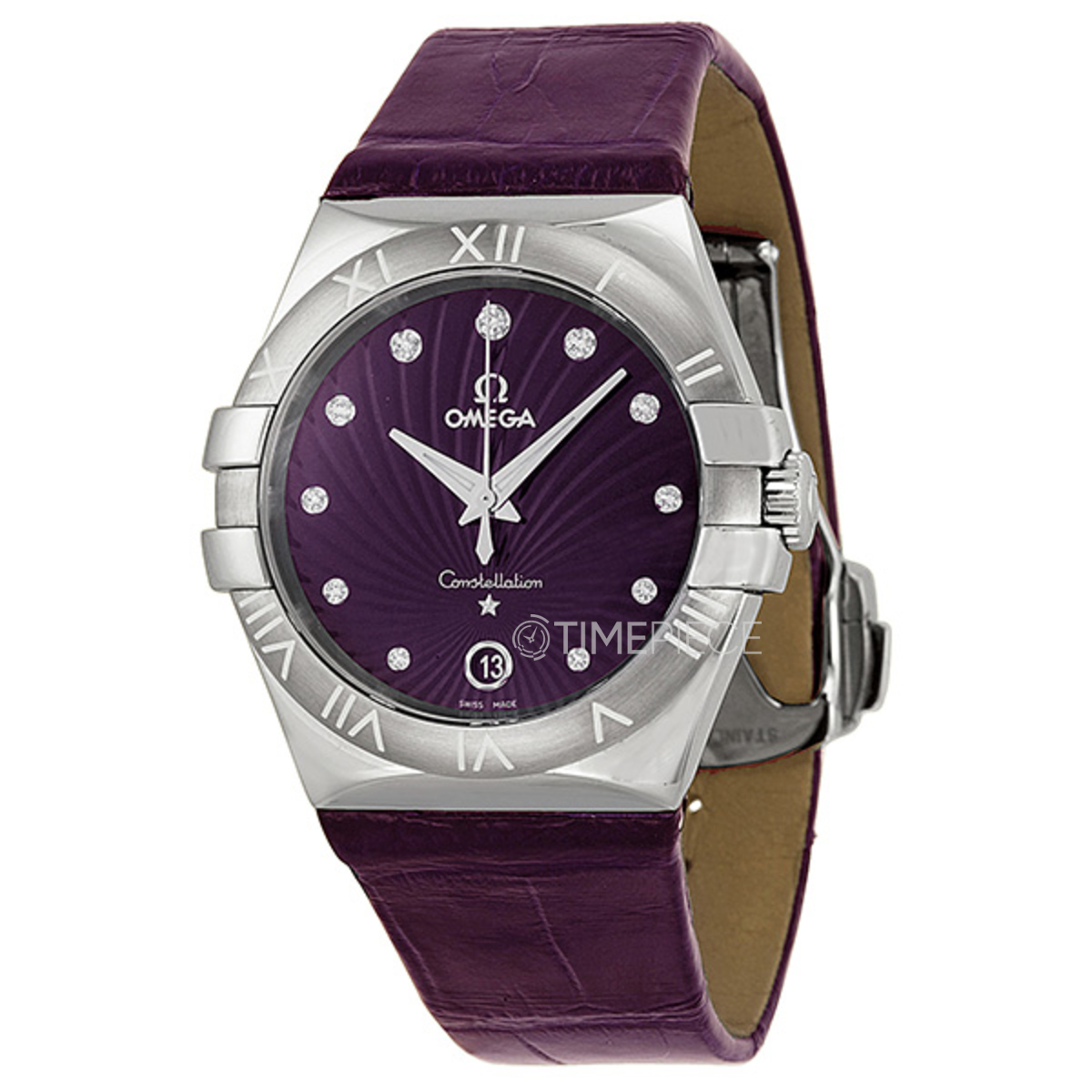 Omega Constellation Purple Diamond Dial Purple Ladies Watch 123.13.35 ...