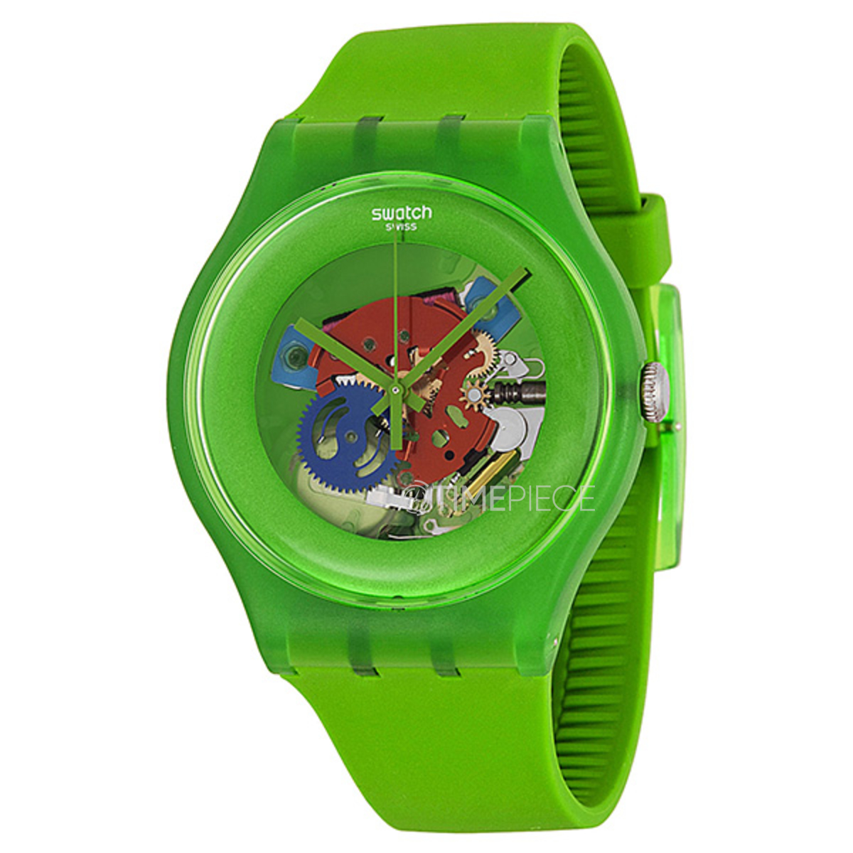 Swatch Originals Green Lacquered Green Silicone Mens Watch SUOG103