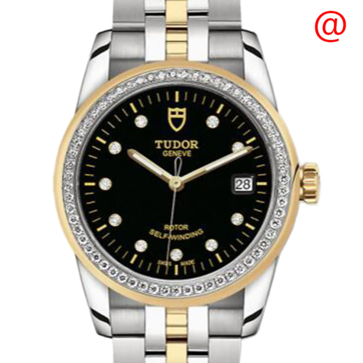 Tudor Glamour Date Automatic Diamond Black Dial Ladies Watch 55023-0022
